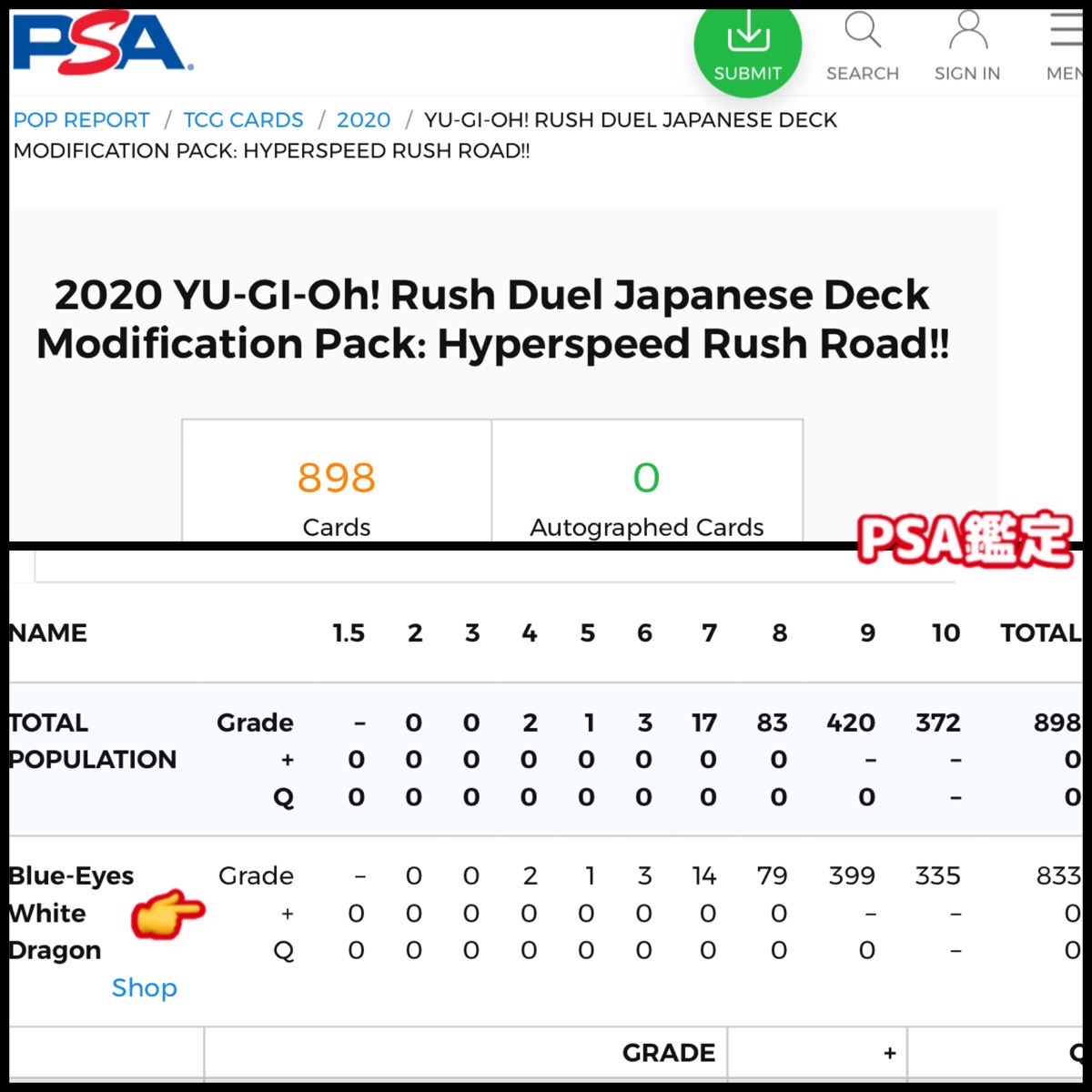 【PSA/ARS/BGS/CGC/CSG/SGC】鑑定枚数分布の調べ方と高得点率比較 | OTONASHI BLOG